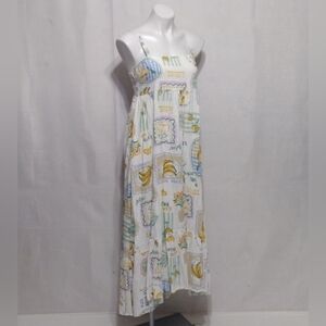 Paper Heart | Dresses | Paper Heart Linen Blend Fruit Print Tiered Maxi ...